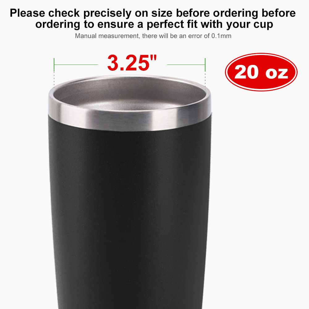 koodee 20 oz Tumbler Lids, Fits for 20 oz YETI Rambler, Old Style Rtic and More, 2 Pack Spill-proof Lids,Covers for 20 Ounce Tumbler,Cup (White)