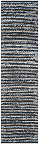 SAFAVIEH Cape Cod Collection Runner Rug - 2'3" x 12', Blue & Natural, Handmade Flat Weave Braided Jute & Cotton, Ideal for High Traffic Areas in Living Room, Bedroom (CAP363A)
