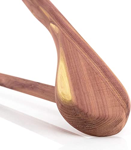 HANGERWORLD 5 Cedar Wood 17.7inch Suit Hangers with Broad Shoulders and Non-Slip Ridged Trouser Bar