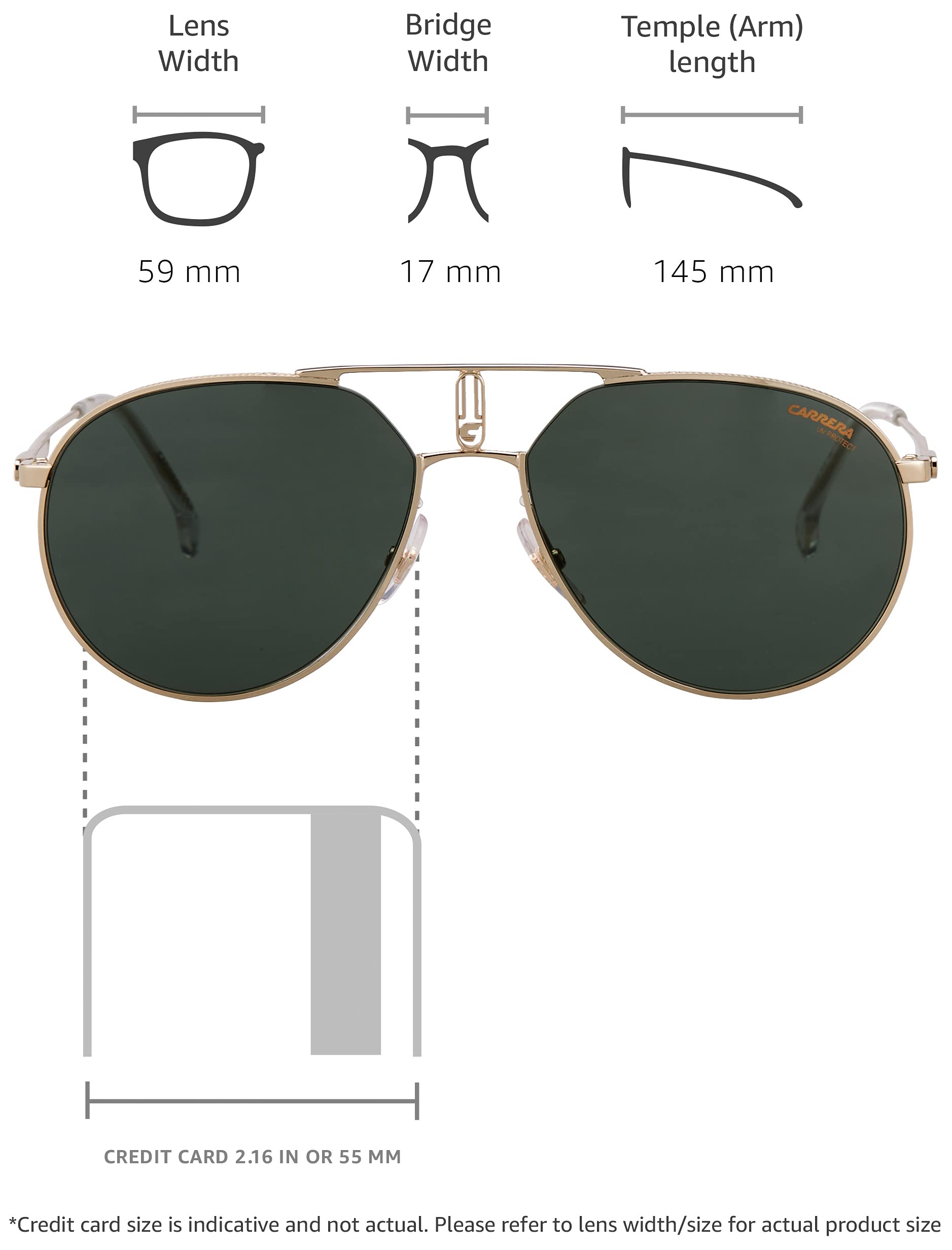 Carrera CARRERA 1025/S PEF Gold/Green CARRERA 1025/S Pilot Sunglasses Lens Ca , 59mm