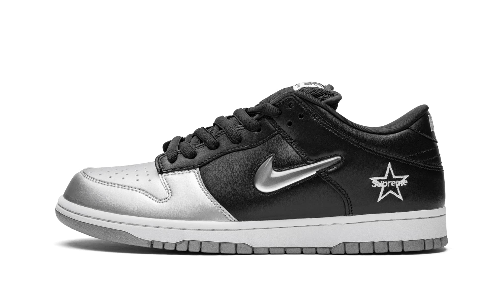 Nike Mens SB Dunk Low OG QS CK3480 001 Supreme - Jewel Swoosh Silver/Black - Size 9.5