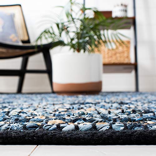 SAFAVIEH Cape Cod Collection Runner Rug - 2'3" x 12', Blue & Natural, Handmade Flat Weave Braided Jute & Cotton, Ideal for High Traffic Areas in Living Room, Bedroom (CAP363A)