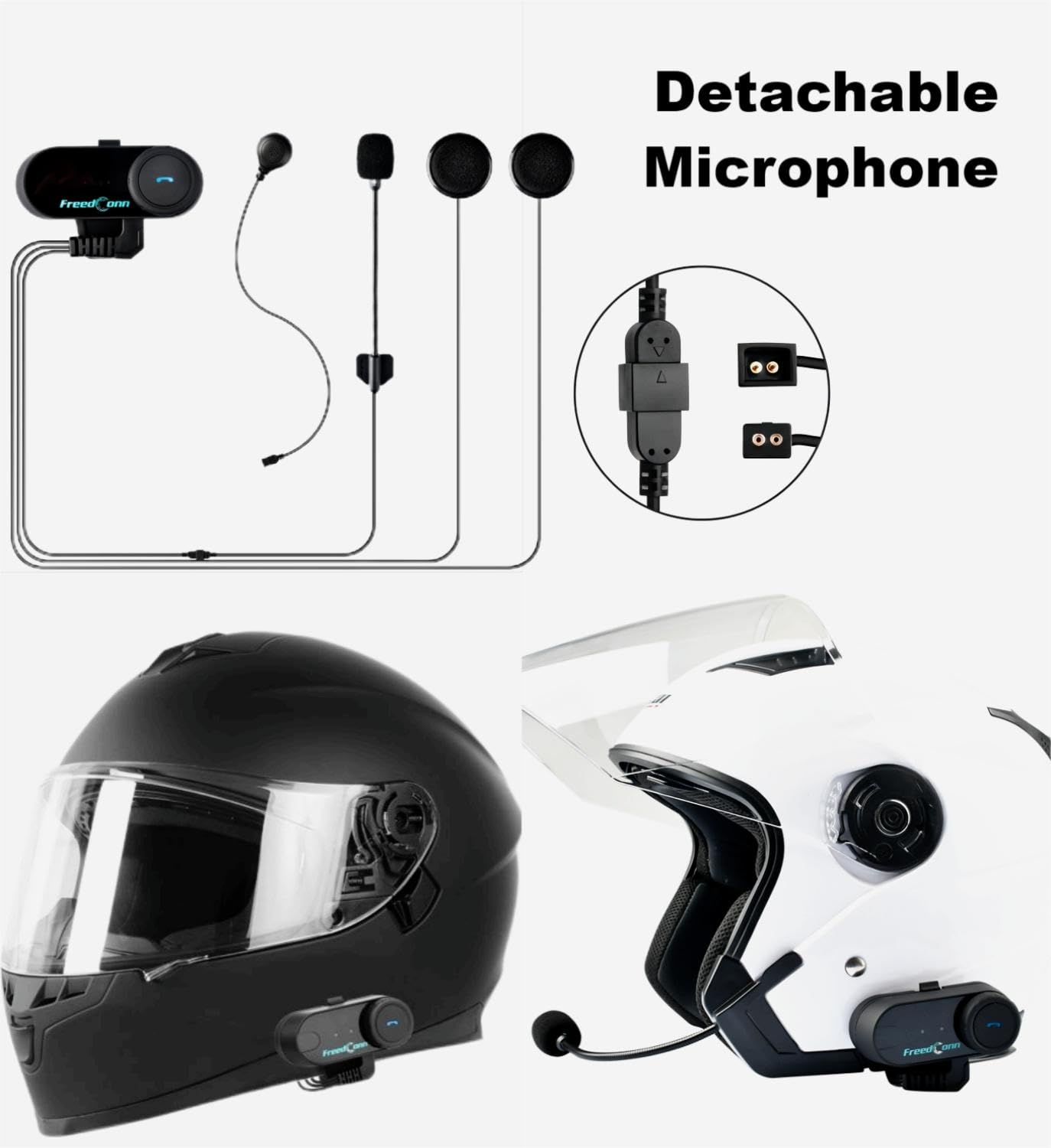 FreedConn Motorcycle Communication System Bluetooth 5.0 T-COMVB Music Sharing Helmet Bluetooth Headset for Motorbike Skiing 2~3 Riders Pairing/ 800M Intercom 1 Pack Changeable Hard & Soft Mic