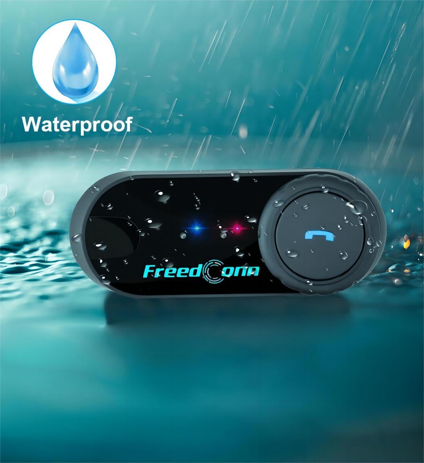 FreedConn Motorcycle Communication System Bluetooth 5.0 T-COMVB Music Sharing Helmet Bluetooth Headset for Motorbike Skiing 2~3 Riders Pairing/ 800M Intercom 1 Pack Changeable Hard & Soft Mic