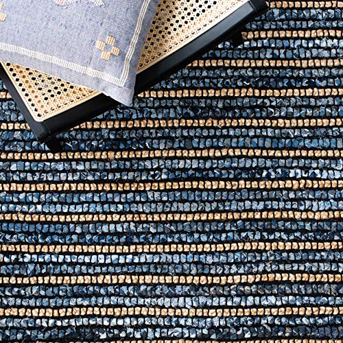 SAFAVIEH Cape Cod Collection Runner Rug - 2'3" x 12', Blue & Natural, Handmade Flat Weave Braided Jute & Cotton, Ideal for High Traffic Areas in Living Room, Bedroom (CAP363A)