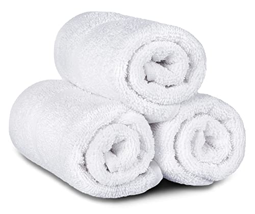 Wealuxe White Hand Towels for Bathroom 12 Pack 16x27 Inch, Cotton Hand Towel Bulk for Gym and Spa, Soft Extra Absorbent Quick Dry Terry Bath Towels