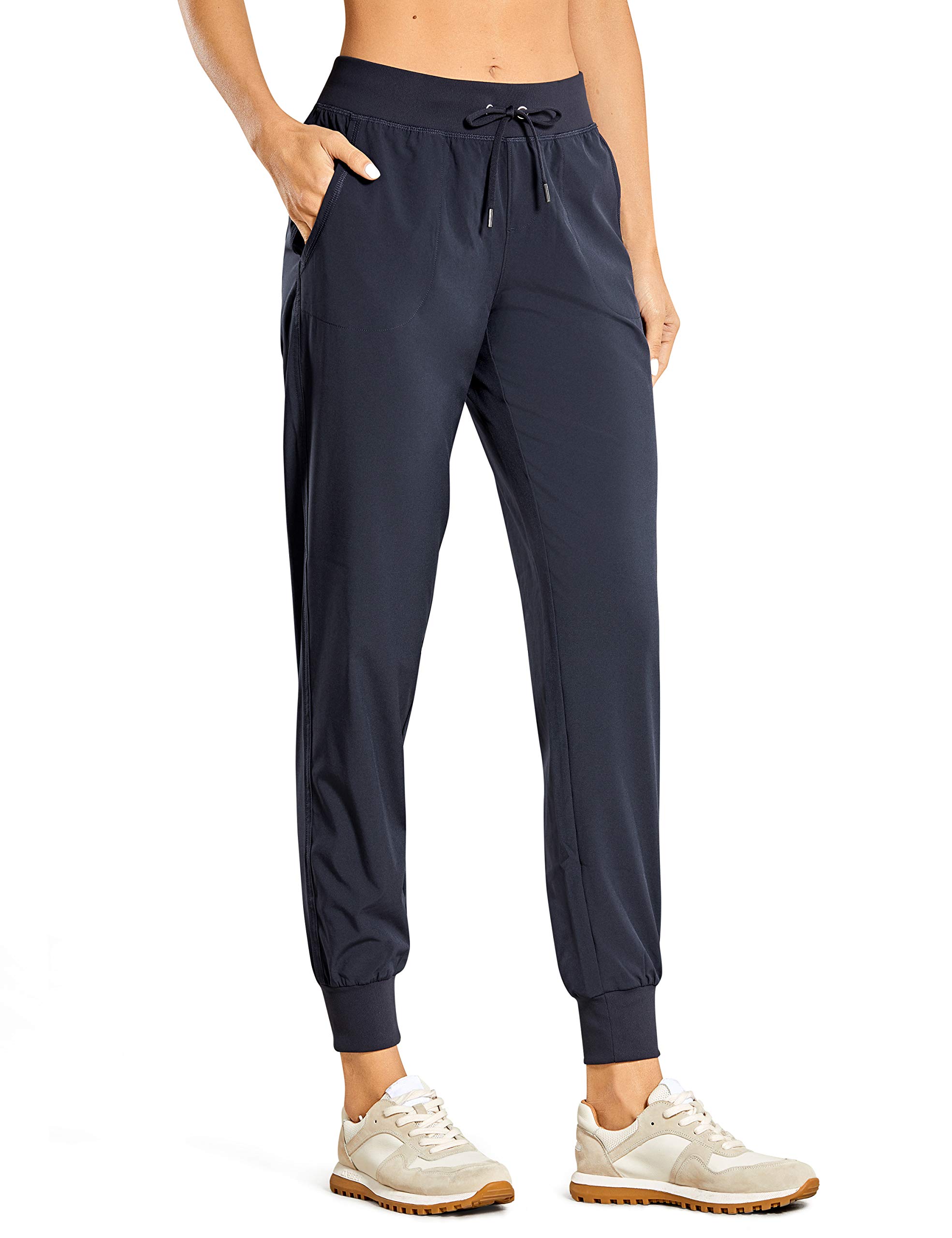 CRZ YOGA Women's Lightweight Workout Joggers 27.5" - Travel Casual Outdoor Running Athletic Track Hiking Pants with Pockets Navy XX-Small