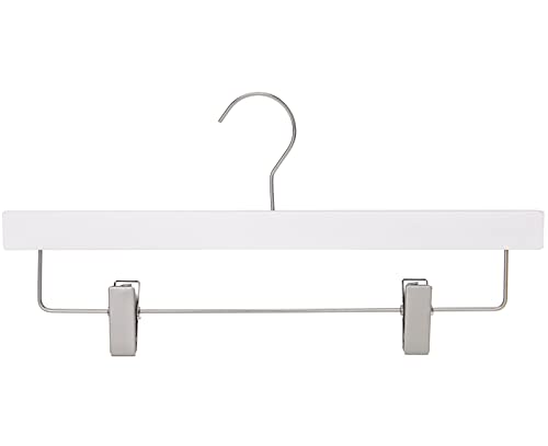 20 Luxury Ultra Thin Space Saving Wooden Clothes Hanger with Squared Pant Bar Best for Shirts, Blouses, Pant, Dress, Hangers White (White - Skirt, 20)