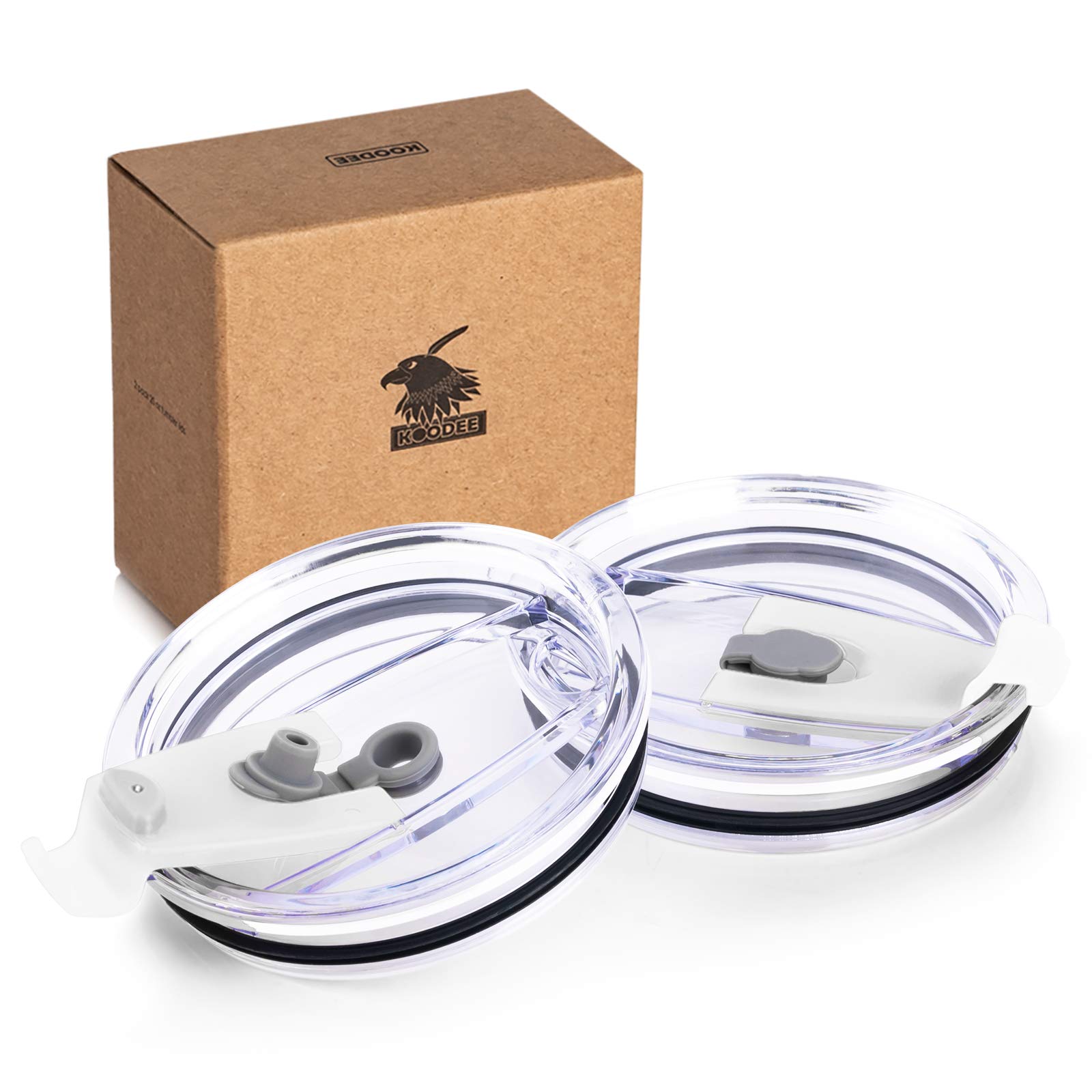 koodee 20 oz Tumbler Lids, Fits for 20 oz YETI Rambler, Old Style Rtic and More, 2 Pack Spill-proof Lids,Covers for 20 Ounce Tumbler,Cup (White)