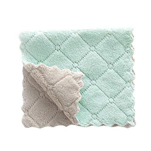 Towels Hanging Hand Dishclout Kitchen Nonstick Oil Coral Velvet Kitchen Dining Bar (Green, One Size)