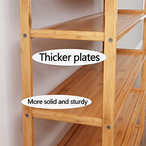 JAPIIM 3-Tier Free Standing Shoe Racks, Practical Storage Shelves, Storage Racks, Free Standing Shoe Racks for Bedroom Hallway Closets (Bamboo Panels)