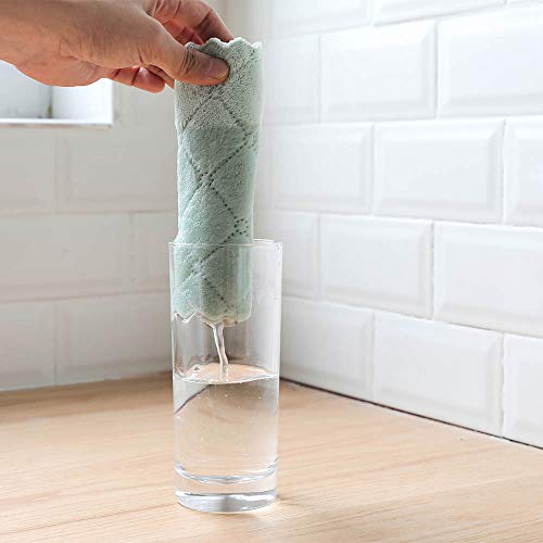 Towels Hanging Hand Dishclout Kitchen Nonstick Oil Coral Velvet Kitchen Dining Bar (Green, One Size)