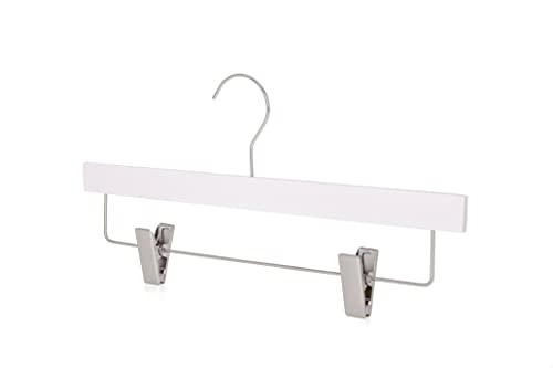 20 Luxury Ultra Thin Space Saving Wooden Clothes Hanger with Squared Pant Bar Best for Shirts, Blouses, Pant, Dress, Hangers White (White - Skirt, 20)