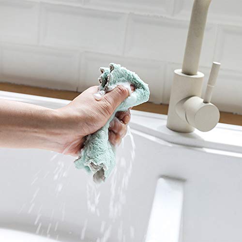 Towels Hanging Hand Dishclout Kitchen Nonstick Oil Coral Velvet Kitchen Dining Bar (Green, One Size)