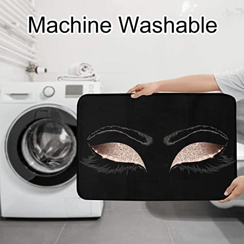 Eyelash Pattern Printed Bathroom Carpet Set Non-Slip Absorbent, Soft Washable Toilet Shower Mat Set, 3 Pc