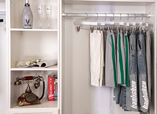 20 Luxury Ultra Thin Space Saving Wooden Clothes Hanger with Squared Pant Bar Best for Shirts, Blouses, Pant, Dress, Hangers White (White - Skirt, 20)