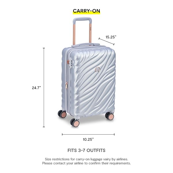 Delsey Paris Alexis Hardside 3-Piece Set, Expandable Luggage with 4 Spinner Wheels, Lightweight Suitcase, 21" Carry-On, 25" Checked Medium, 29" Checked Large, Silver/Rose Gold