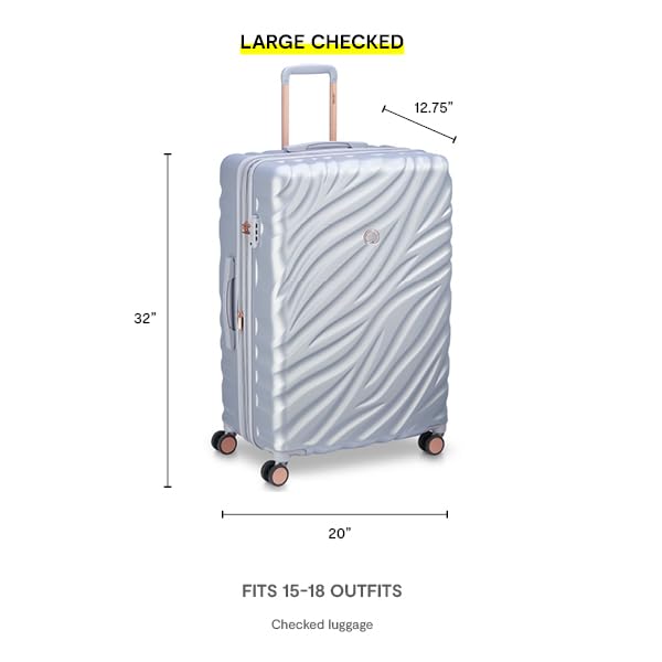 Delsey Paris Alexis Hardside 3-Piece Set, Expandable Luggage with 4 Spinner Wheels, Lightweight Suitcase, 21" Carry-On, 25" Checked Medium, 29" Checked Large, Silver/Rose Gold