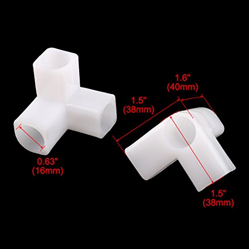 uxcell Shoe Rack Accessories Connectors, 16mm Inner Diameter for Repair Assembled Wardrobe 3 Way, Replacement of Parts 15 Pcs