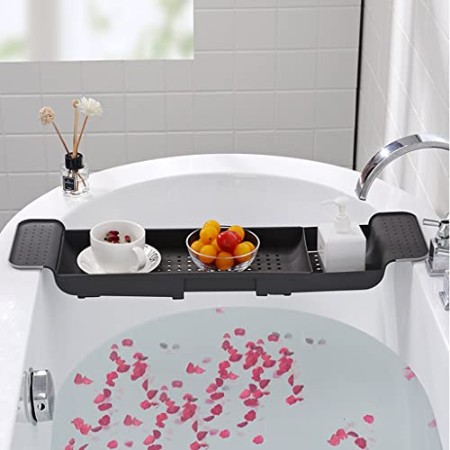 WINGSIGHT Bathtub Tray Expandable Bath Caddy Storage Rack Multifunctional Bathtub Tub Organizer for Deposit Wash Supplies,Book,Wine,Phone,Bathroom,Shower (Gray)