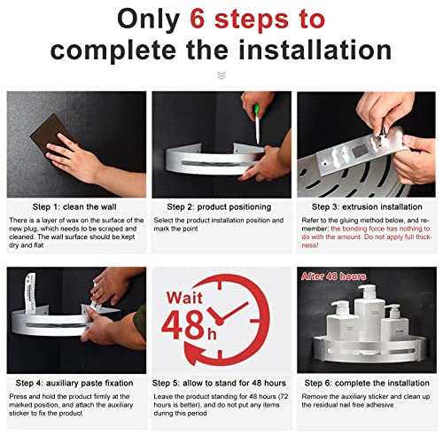 Bathroom Corner Shower Caddy,Adhesive or Screw Fixing Shower Shelf, Aluminum Storage for Bathroom Kitchen 2-Pack