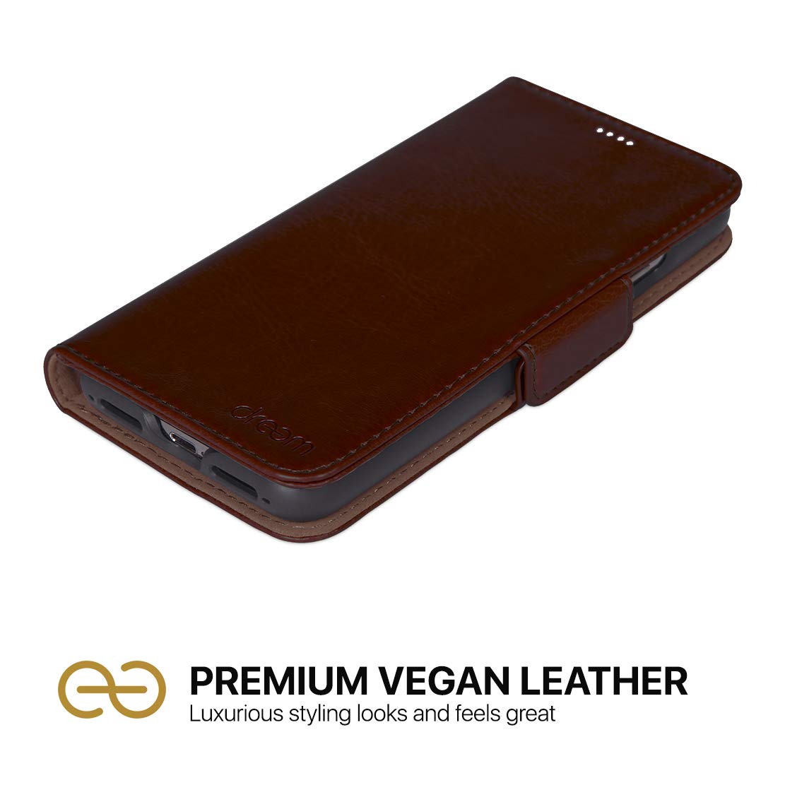 Dreem Fibonacci 2-in-1 Wallet Case for Apple iPhone 11 - Luxury Vegan Leather, Magnetic Detachable Shockproof Phone Case, RFID Card Protection, 2-Way Flip Stand - Coffee