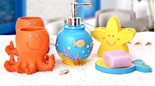 YIYIDA Cute Fish Shape Bathroom Collection Set 5pcs Resin Material Child Like Home Accessory Set