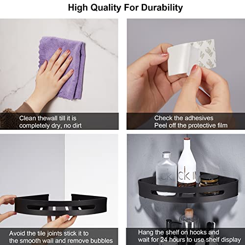 Bathroom Corner Shower Caddy,Adhesive or Screw Fixing Shower Shelf, Aluminum Storage for Bathroom Kitchen 2-Pack