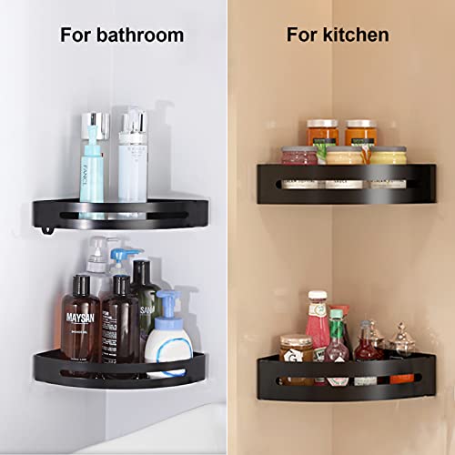 Bathroom Corner Shower Caddy,Adhesive or Screw Fixing Shower Shelf, Aluminum Storage for Bathroom Kitchen 2-Pack