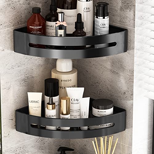 Bathroom Corner Shower Caddy,Adhesive or Screw Fixing Shower Shelf, Aluminum Storage for Bathroom Kitchen 2-Pack