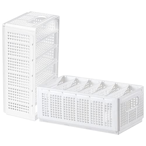 INNOVATIVE PLASTIC Wardrobe Closet Organizers and Storage Baskets byZITENG, Collapsible Clothes Organizer for Folded Clothes, Jeans, T-shirts, Underwear, Scarves, Leggings, Skirts,2 Packs (Small - 6 Grids)
