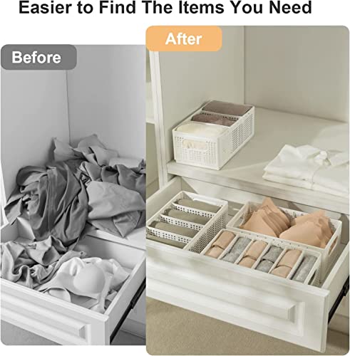 INNOVATIVE PLASTIC Wardrobe Closet Organizers and Storage Baskets byZITENG, Collapsible Clothes Organizer for Folded Clothes, Jeans, T-shirts, Underwear, Scarves, Leggings, Skirts,2 Packs (Small - 6 Grids)