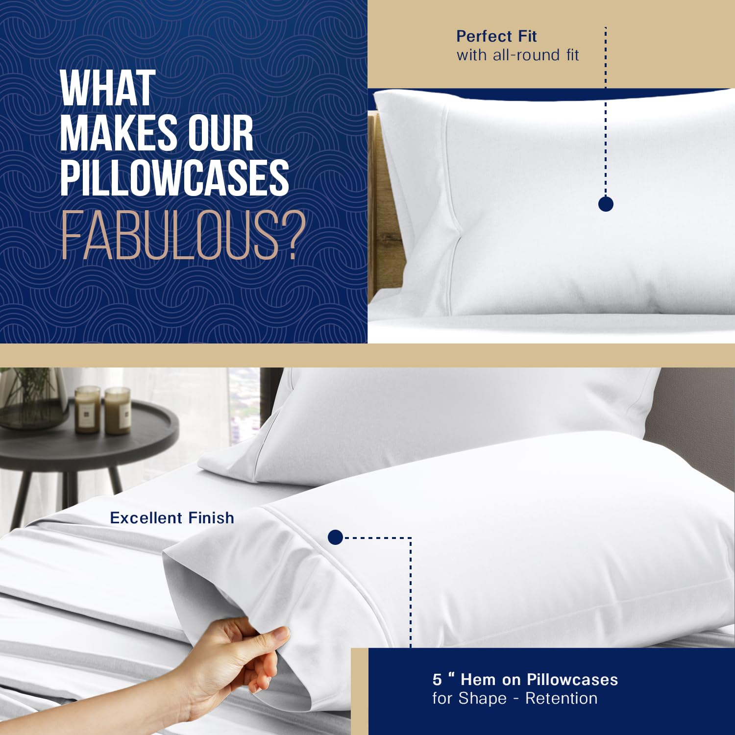 TEXAS LINEN CO. Luxury Egyptian Cotton King White Pillow Cases Set of 2-1000 Thread Count Pillowcases for Sleeping, Silky Soft, Cooling Pillow Cover, Extra Long Staple Hotel Quality Pillow Cases