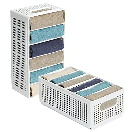 INNOVATIVE PLASTIC Wardrobe Closet Organizers and Storage Baskets byZITENG, Collapsible Clothes Organizer for Folded Clothes, Jeans, T-shirts, Underwear, Scarves, Leggings, Skirts,2 Packs (Small - 6 Grids)