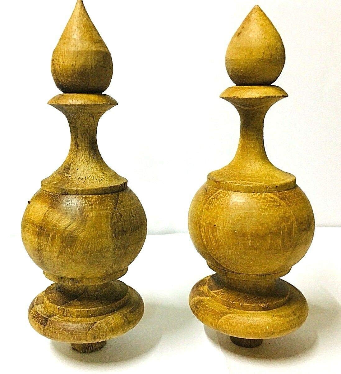 Sittikatechai 4” High 1 6/8” Dia. Teak Wooden Round Finial Replacement for Bed Post Clock Furniture Décor