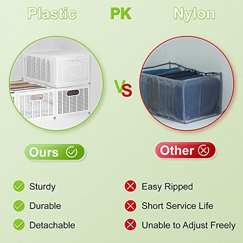 INNOVATIVE PLASTIC Wardrobe Closet Organizers and Storage Baskets byZITENG, Collapsible Clothes Organizer for Folded Clothes, Jeans, T-shirts, Underwear, Scarves, Leggings, Skirts,2 Packs (Small - 6 Grids)