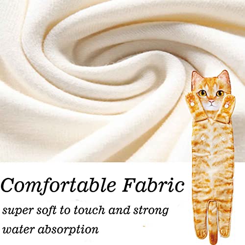 Dandelion Cat Funny Hand Towels for Bathroom Kitchen,Super Absorbent Soft Cat Decor Hanging Washcloths Face Towels,Funny Gifts for Cat Lovers(Orange)