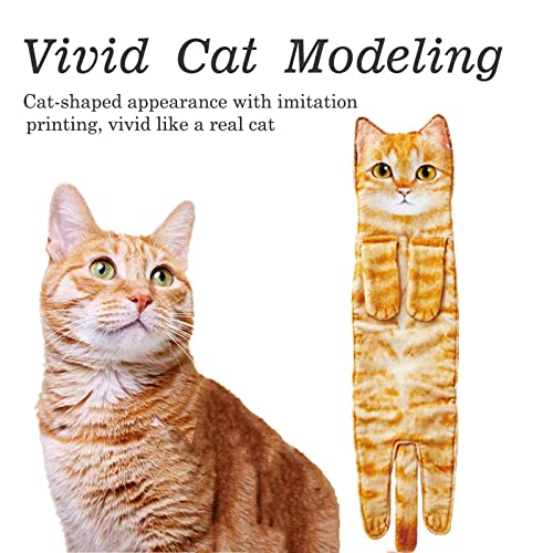 Dandelion Cat Funny Hand Towels for Bathroom Kitchen,Super Absorbent Soft Cat Decor Hanging Washcloths Face Towels,Funny Gifts for Cat Lovers(Orange)