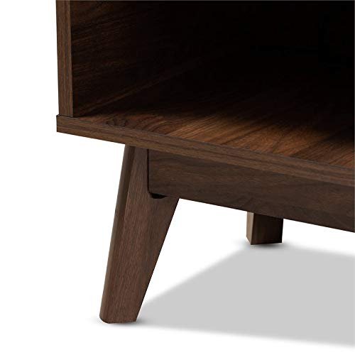 Baxton Studio Mid-Century Lena Wood Shoe Cabinet in Walnut Brown