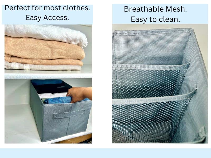 Clothes Organizer for folded clothes, Clothes Drawer Organizer with handles, Closet Organizer and Storage, Foldable Fabric Drawer Organizer Dividers for Clothing, Jeans, Shirts