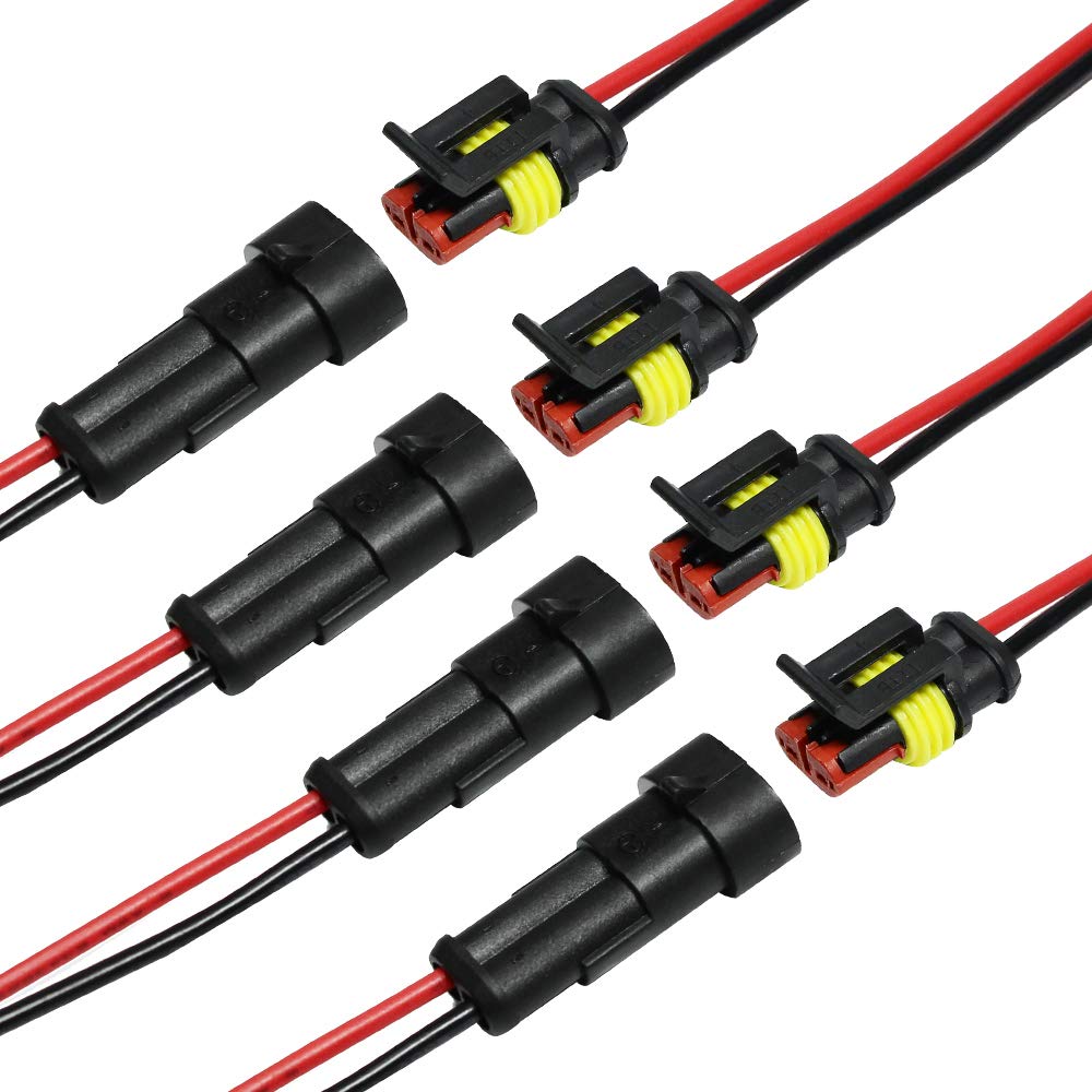 HUIQIAODS 5Kit 2 Pin Way 18 AWG Car Waterproof Connector Plug Wire 1.5mm Series Terminal Connector-5 Pack (5 Kit 2 Pin)