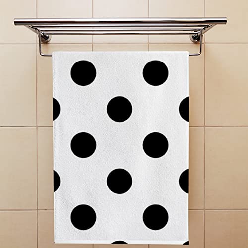 Vantaso Bath Hand Towels Set of 2 Black White Polka Dot Thin Soft and Absorbent Washcloths Kitchen Hand Towel for Bathroom Hotel Gym Spa