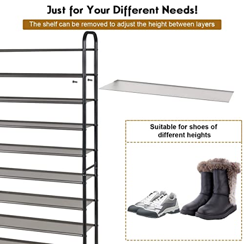 Tangkula 10-Tier Free Standing Shoes Rack, Space-Saving Shoes Organizer Shoes Storage Stand, Shoe Tower Storage Organizer, Entryway Hallway Shoes Tower, 26β x 11.5β x 60β, Black