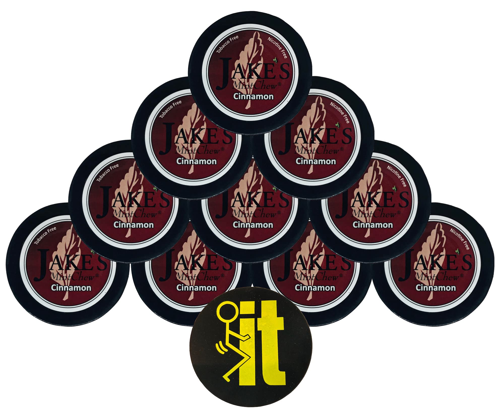 Jake's Mint Chew Cinnamon 10 Cans with DC Crafts Nation Skin Can Cover - FIT Black