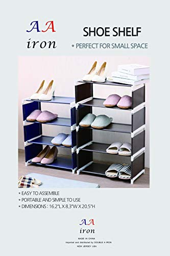 Shoe Storage Organizer Rack, 5-Tier Stackable Free Standing Shoe Shelf for 10 Pairs of Shoes ( Include Safety Work Gloves ) for Small Spaces- Blue