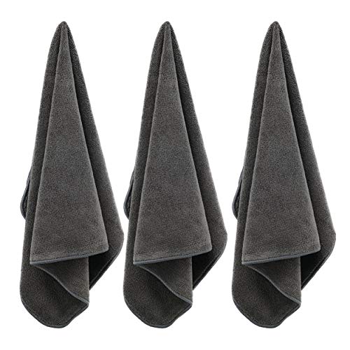 POLYTE Professional Quick Dry Lint Free Microfiber Hair Drying Salon Towel, 16 x 29 in, 8 Pack (Dark Gray)