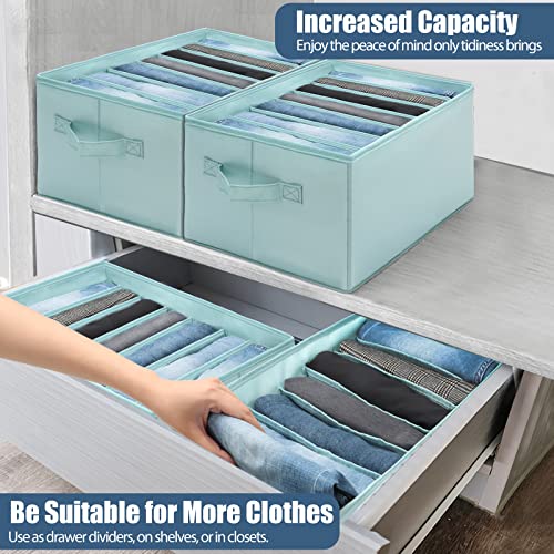 Wardrobe Clothes Organizer for Jeans Drawer Organizer for Folded Clothes with Handle Foldable Closet Organizer Storage Box for Jeans T-shirt Pants Sweater Kids Clothes Drawer Dividers 7 Grids 2PCS