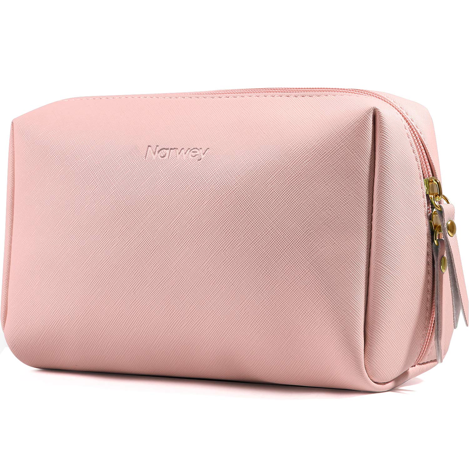 PU Leather Makeup Bag Travel Cosmetic Bag Organizer Make up Bag with Organization Pockets for Women (Large, Pink)