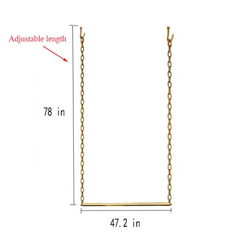 FURVOKIA 2 Pcs Creative Height Adjustable Metal Chain Clothing Hanging Racks,Commercial Wedding Dress Display Shelf,Retail Store Garment Rack,Ceiling Mount Clothes Storage Hanger (Gold, 47.2 L)