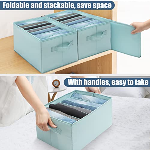 Wardrobe Clothes Organizer for Jeans Drawer Organizer for Folded Clothes with Handle Foldable Closet Organizer Storage Box for Jeans T-shirt Pants Sweater Kids Clothes Drawer Dividers 7 Grids 2PCS